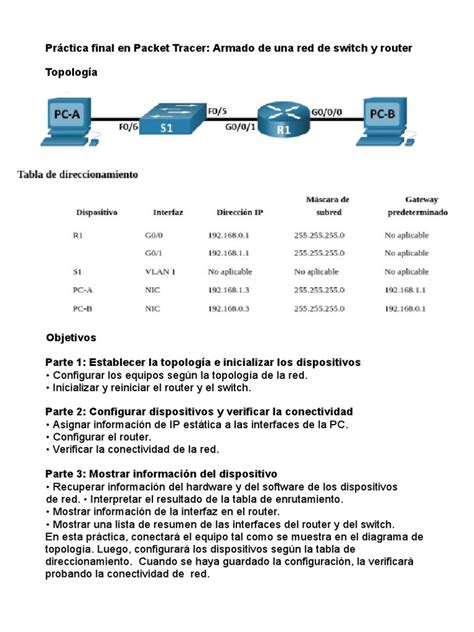 Práctica Final En Packet Tracer Pdf Enrutador Computación Dirección Ip