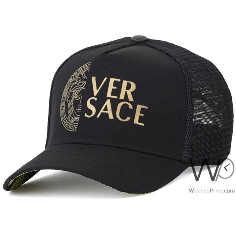 Versace Black Cotton Trucker Cap Watches Prime