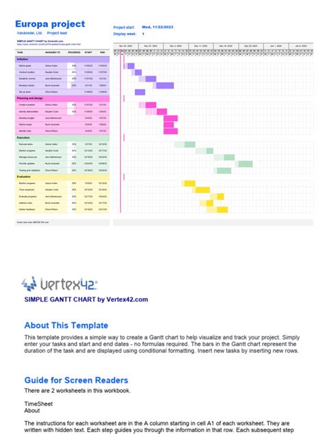 Simple Gantt Chart Pdf Worksheet Computing