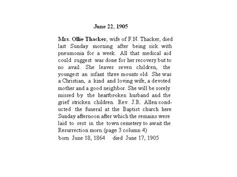 Olive “ollie” Stanfield Thacker 1864 1905 Find A Grave Memorial