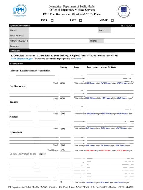 Ct Dph Ems Certification Verification Of Ceus Form 2020 2021 Fill