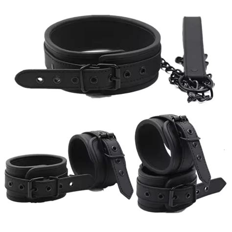 Bdsm Bondage Restraints Set With Ankle Cuffs And Collar For Adult Games