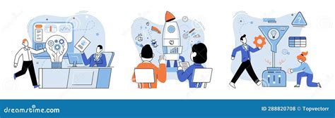 Team Solving Complex Problems Teamwork Vector Illustration Metaphor