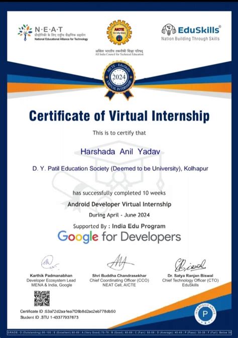 Harshada Yadav On Linkedin Aicte Aicteinternship Eduskills