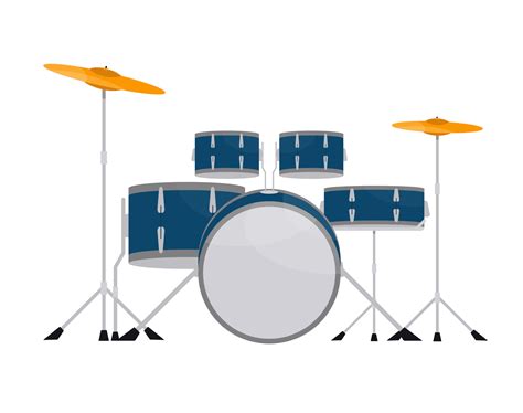 Drum Kit Drum Set Isolated Percussion Musical Instruments Flat