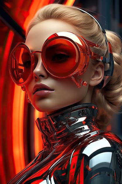 Premium Ai Image A Woman Wearing Orange Glasses