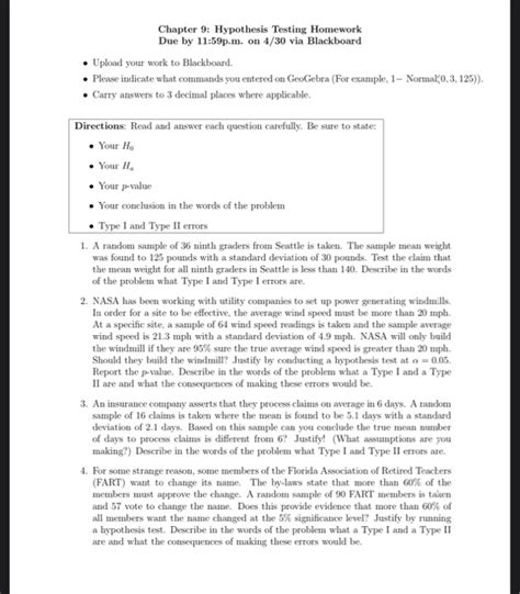 Solved Chapter 9 Hypothesis Testing Homework Due By