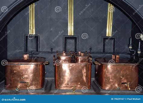 Three Large Copper Cooking Pots Stock Image Image Of Traditional Kitchen 79629167