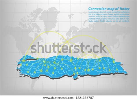 Modern Turkey Map Connections Network Design Stock Vector Royalty Free
