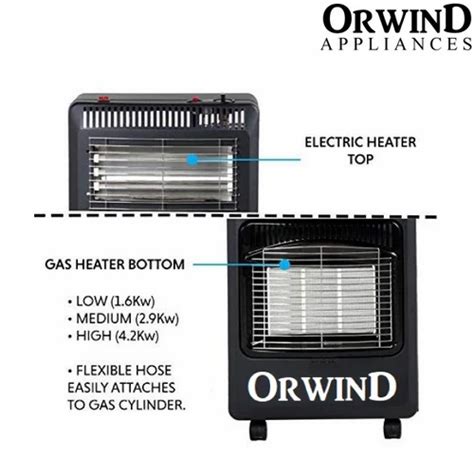 Gas Lpg Heater Orwind W1002 Lpg Gas Plus Electric Room Heater At