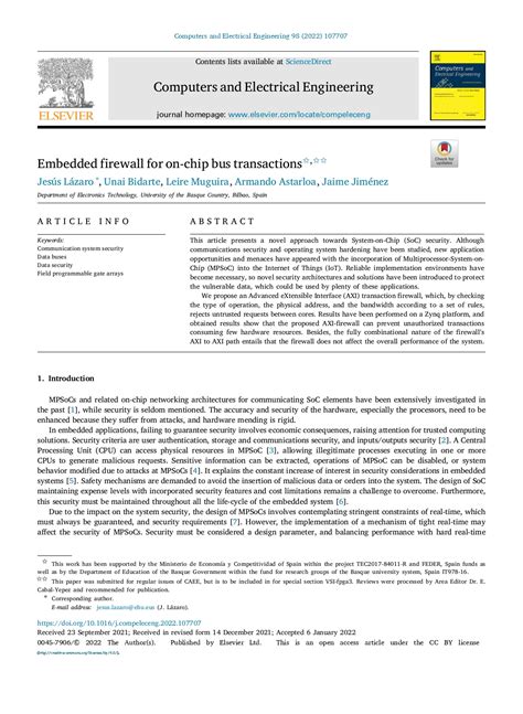 Embedded Firewall For On Chip Bus Transactions Apert Grupo De