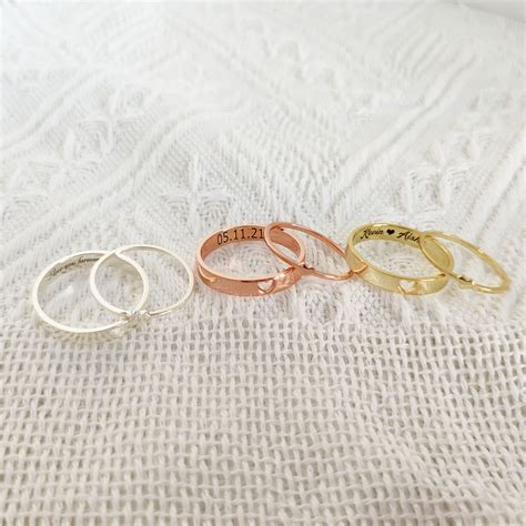 Personalized Engraved Couples Ring Setmatching Ring Etsy