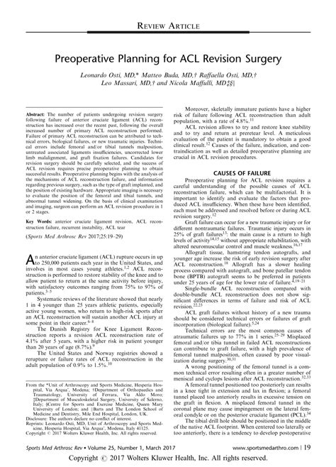 Pdf Preoperative Planning For Acl Revision Surgery