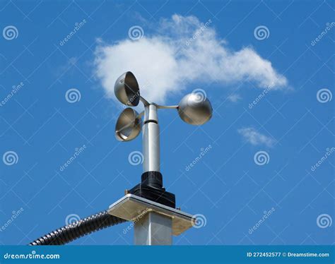 Anemometer Wind Speed Indicator Measuring Device Under Blue Sky And Clouds Stock Image Image