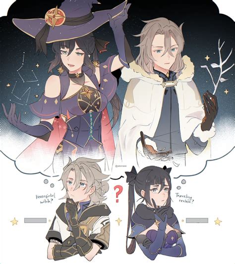 Albedo And Mona Милые рисунки Иллюстрации Эскизы персонажей