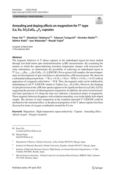 Pdf Annealing And Doping Effects On Magnetism For T Type La