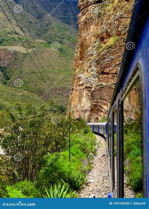Peru Cusco Aguas Calientes Machu Picchu Blue Train Editorial Image