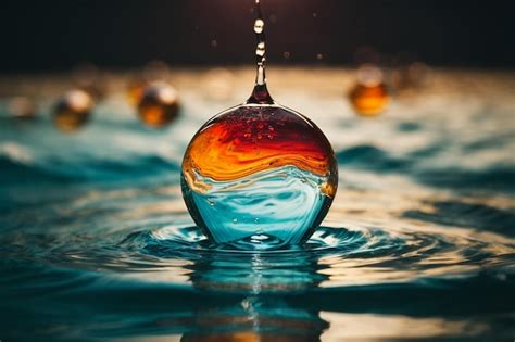 Premium Ai Image Drop Creating Ripple Effect In Liquid