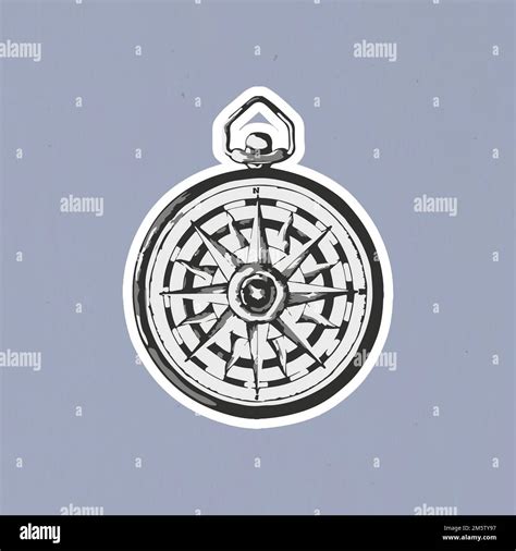 Vectorized Compass Sticker With A White Border Stock Vector Image And Art Alamy