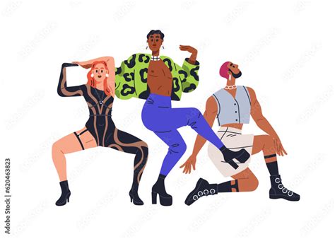 Fashion Vogue Dancers Group Performing Modern Trendy Sassy People