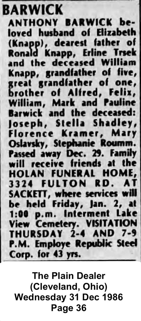 Anthony H Barwick 1906 1986 Find A Grave Memorial