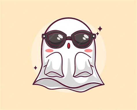 Premium Vector Cute Ghost Wearing Glasses Cartoon Illustration