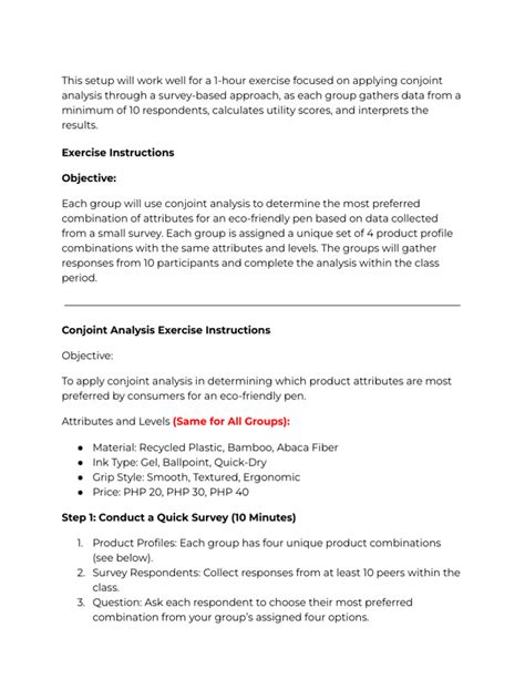 Conjoint Analysis Exercise Pdf