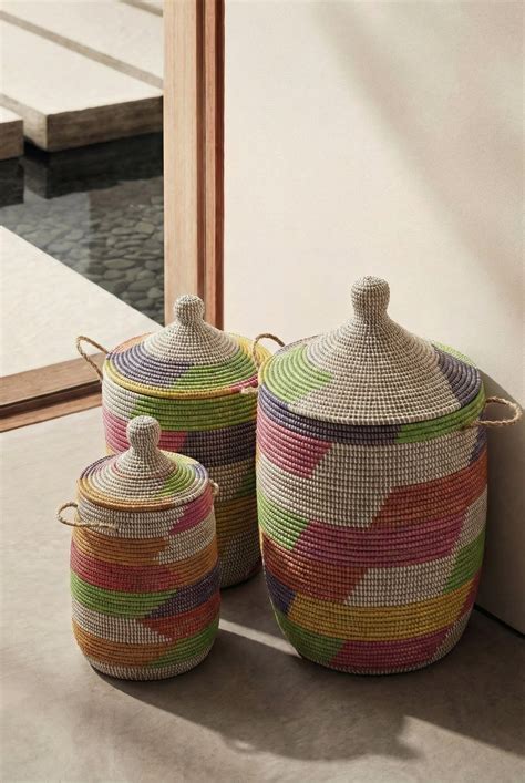 Maisha Handmade Rainbow Colored Classic Basket Woven Organizer Homekode