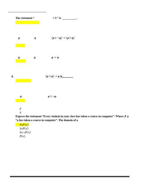 Discrete Mathematics Midterm 1 Qanda Pdf Mathematics Metalogic