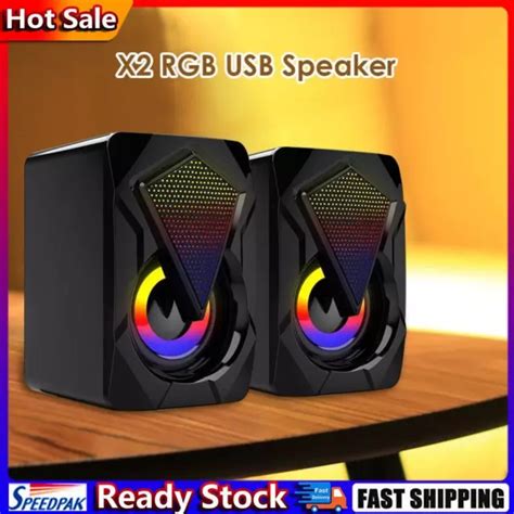 X2 Usb Powered Computer Speakers 3wx2 Multimedia Bass Speakers With Rgb Light Ho £13 06