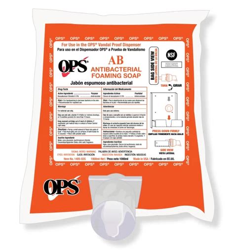 Ops Foaming Antibacterial Soap 2x1000ml Cartridge Case Vandal Proof