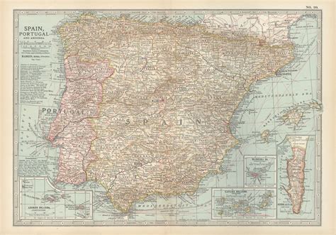 Iberian Peninsula Map Old Map Of The Iberian Peninsula Stock