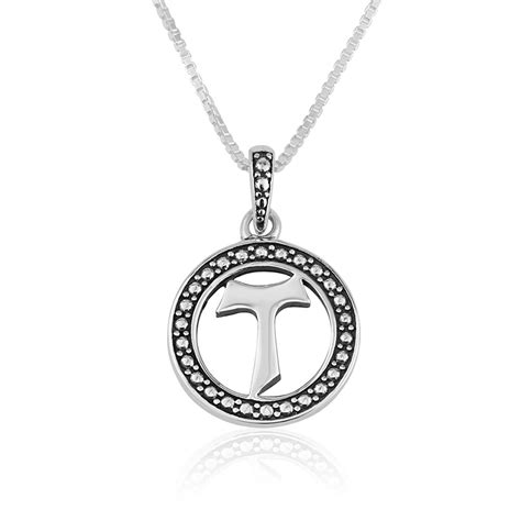 Tau Cross Necklace In Sterling Silver Made In Holy Land