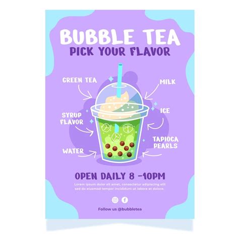 Premium Vector Hand Drawn Bubble Tea Poster Design