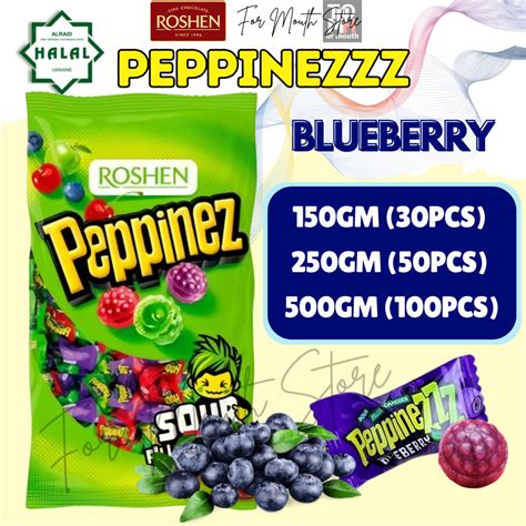 Roshen Blueberry Peppinezz Sour Candy Gula Gula Masam Viral Peppinezzz