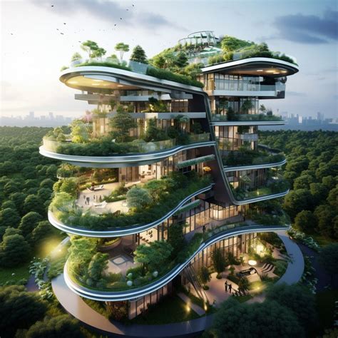 창의적인 건축 디자인을 위한 미드저니 프롬프트 아파트 그린 루프 건축 건축 디자인