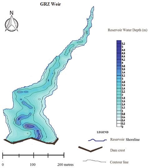 Bathymetry Maps Showing A Survey Path Line On Water Surface Area With