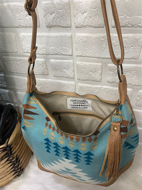 Wool And Leather Hobo Bag Rancho Arroyo Aqua Wool Boho Wool Bag Car