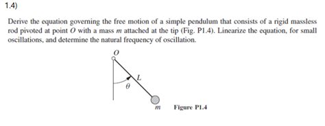 Solved 1 4 ﻿derive The Equation Governing The Free Motion