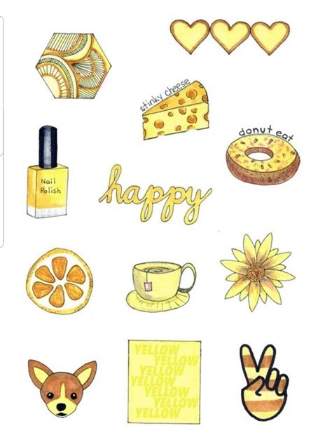 Mini Yellow Aesthetic Sticker Pack Etsy