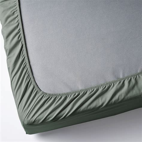 Dvala Fitted Sheet Grey Green Ikea