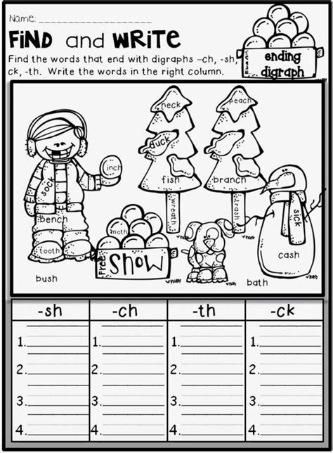 Find And Write Ending Digraph Sheet ️ ️ ️ Ittt In 2024 Digraph First Grade Writing First