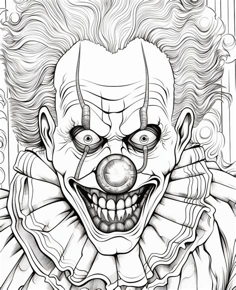25 Pages Halloween Scary Clowns Adult Coloring Pages Adult