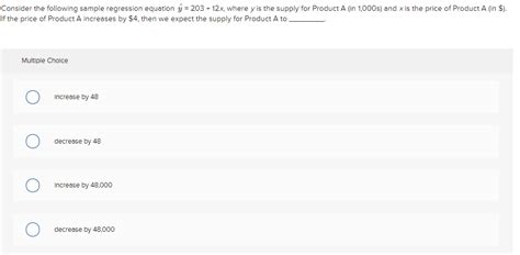 Solved Consider The Following Sample Regression Equation ý