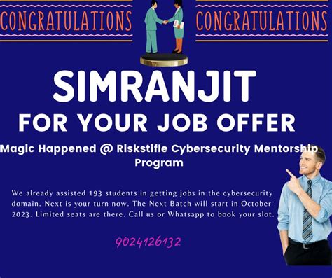 Aman Deep On Linkedin Congratulations To Simranjit For A Job Offer In The Cybersecurity Domain…