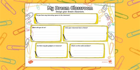 My Dream Classroom Back To School Activity Sheet