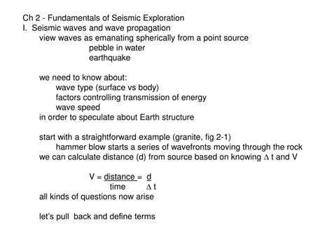 Ppt Ch 2 Fundamentals Of Seismic Exploration I Seismic Waves And Wave Propagation