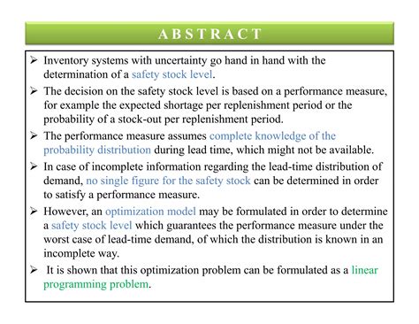 Linear Programming Formulation In Inventory Management Decision
