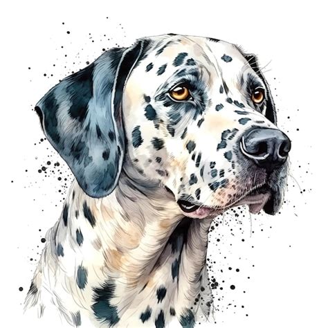 Un Dibujo De Acuarela De Un Perro Dálmata Foto Premium