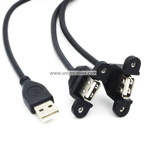 Y Splitter USB Cable USB Type A Male To X Female Extension Panel Mount Cord